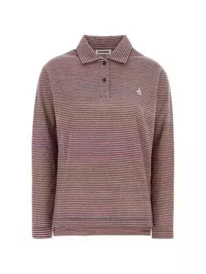 JIL SANDER Striped Long-sleeve Polo Shirt - Red