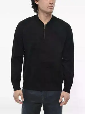 PAOLO PECORA Half-zip Wool Sweater - Black