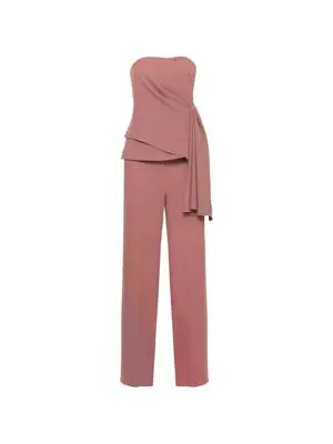 EMME Asymmetrical Hem Corset Blouse And Trousers Set - Pink