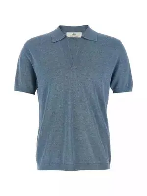 RIVIERA Mélange Open-collar Polo Shirt - Blue