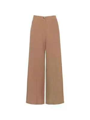 EMME Pressed-pleats Wide-leg Trousers - Neutrals