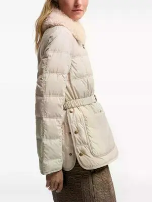 Moncler Cygnes Quilted Down Jacket With Detachable Shearling Collar - Neutrals