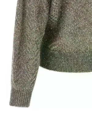 Brunello Cucinelli Abstract Leaf Sequin Embellished Sweater