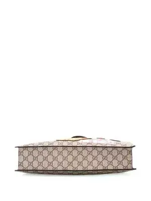 Gucci Gg Coated Canvas North South Tote Bag With Applique - Brown