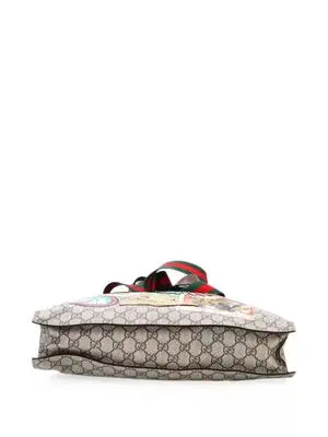 Gucci Gg Coated Canvas Applique North South Tote Bag - Brown