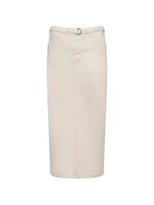 Marella Belted Front-vent Straight Midi Denim Skirt