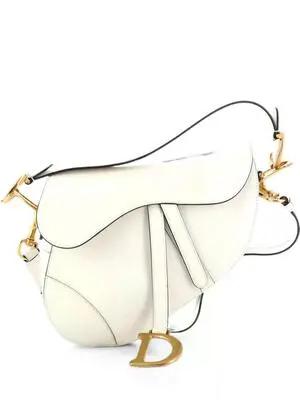 Dior Christian Dior Saddle Handbag Leather Medium Shoulder Bag White