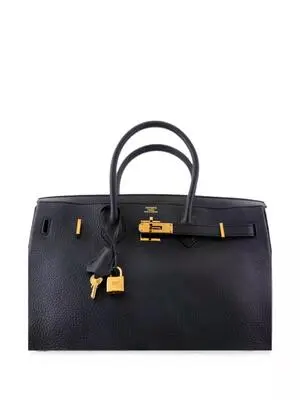 Hermès Birkin Handbag Clemence With Gold Hardware 35 Tote Bag - Blue