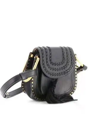 Chloé Hudson Handbag Whipstitch Leather Mini Crossbody Bag - Black