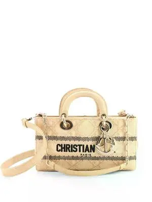 Dior Lady D-joy Bag Cannage Embroidered Raffia Medium Tote Bag