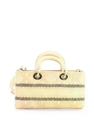 Dior Lady D-joy Bag Cannage Embroidered Raffia Medium Tote Bag