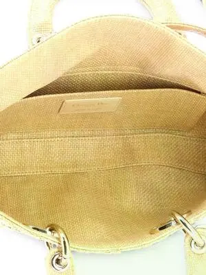 Dior Lady D-joy Bag Cannage Embroidered Raffia Medium Tote Bag