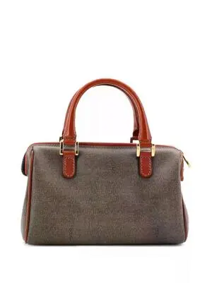 Fendi Pequin Convertible Boston Bag Coated Canvas Mini Satchel - Brown