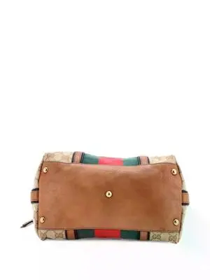 Gucci Rania Convertible Top Handle Bag Web Gg Canvas Satchel - Brown