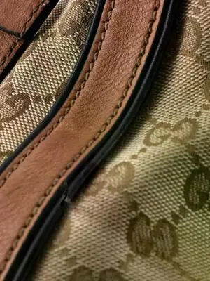 Gucci Rania Convertible Top Handle Bag Web Gg Canvas Satchel - Brown