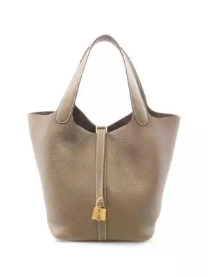 Hermès 2025 Mm Picotin Lock Leather Tote Bag - Grey