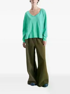 American Vintage Sonoma V-neck Long Sleeve T-shirt - Green