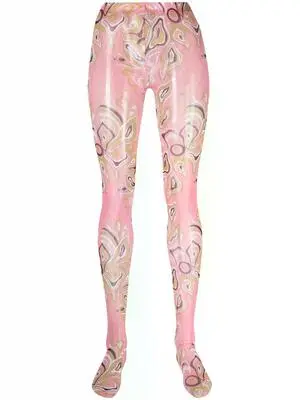 Emilio Pucci Africana-print Elasticated-waist Tights - Pink