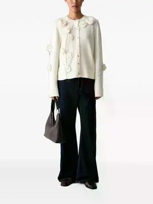 Farm Rio Floral-appliqué Button-up Cardigan - Neutrals