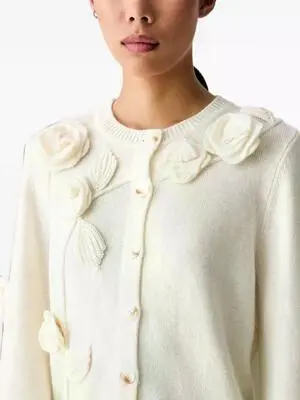 Farm Rio Floral Appliqué Button-up Cardigan