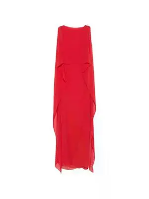 CORTANA Galea Cape-style Draped Maxi Dress - Red