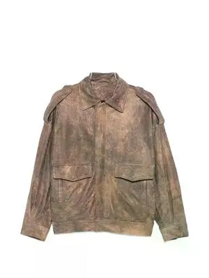 GIORGIO BRATO Distressed-effect Epaulette Jacket - Brown