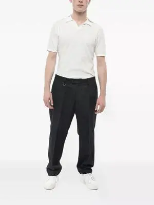 PAOLO PECORA Pleated Turn-up Trousers - Grey