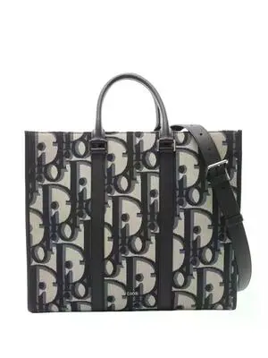 Dior Maxi Oblique Canvas East West Tote Satchel - Blue