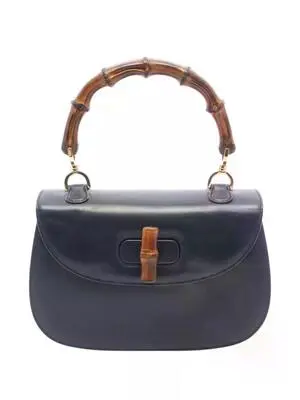 Gucci 20th Century Calfskin Bamboo Night Satchel - Blue