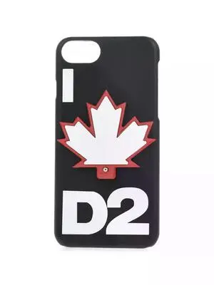 Dsquared2 Maple-leaf Embossed-logo Iphone 8 Plus Case - Black