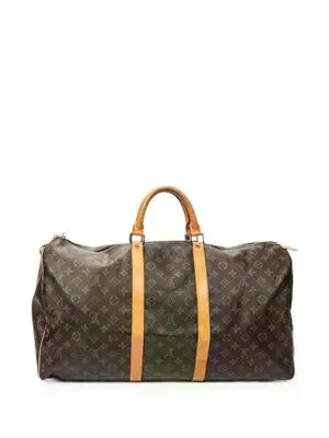 LOUIS VUITTON 55 Keepall Monogram Canvas Travel Bag - Brown