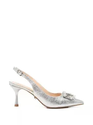 TWENTY FOURHAITCH Crystal-detail Slingback Heeled Pumps - Silver