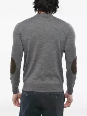 PAOLO PECORA Wool Crew Neck Sweater With Elbow Patches - Grey