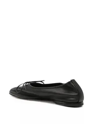Dear Frances Leather Bow Detail Ballet Flats