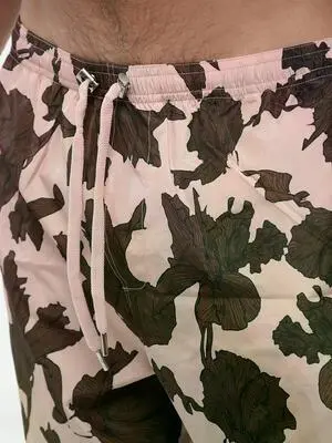 Neil Barrett Floral Print Swim Shorts With Drawstring Waistband