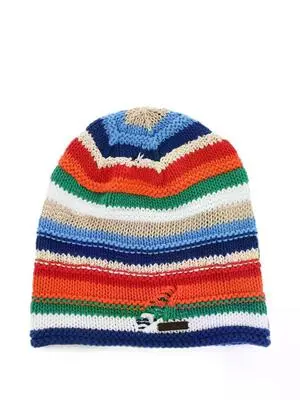Dsquared2 Distressed Striped Beanie Hat - Blue