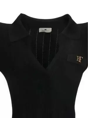 Elisabetta Franchi Ribbed Knit Logo Plaque Bodysuit