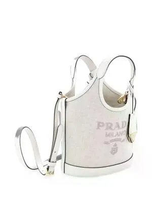 Prada Logo Bucket Bag - Neutrals