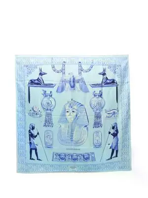 Hermès 2000s 90 Tutankhamun Printed Scarf - Blue