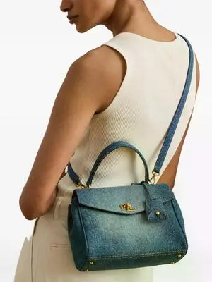 Ralph Lauren Small Farrah Denim Tote Bag With Leather Trim