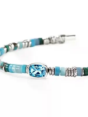 John Hardy Sterling Blue Topaz Heishi Bracelet