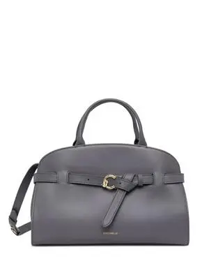 COCCINELLE Sabine Buckle Detail Leather Tote Bag - Grey