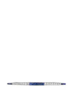 LB EXCLUSIVE Platinum Art Deco Diamond And Sapphire Brooch