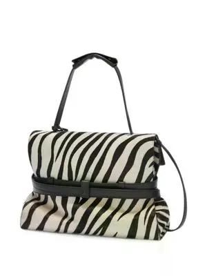 Moschino Zebra-print Belted Tote Bag - White