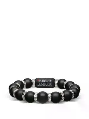 Roberto Demeglio Logo-print Diamond And Ceramic Beaded Bracelet - Silver