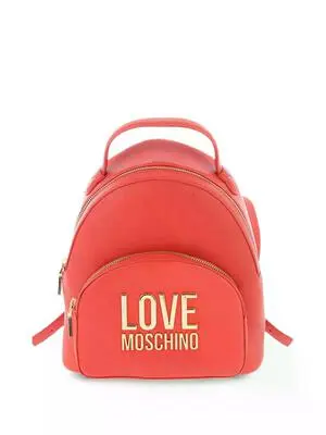 Moschino Logo-plaque Pebbled-effect Backpack - Red