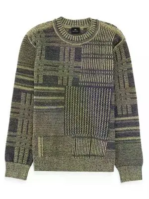 Paul Smith Patchwork-effect Textured-knit Sweater
