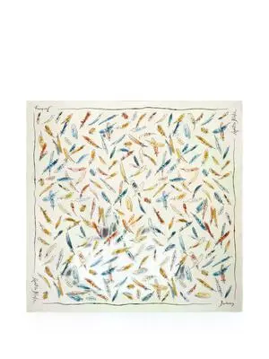 Burberry Feather Print Silk Scarf - Neutrals