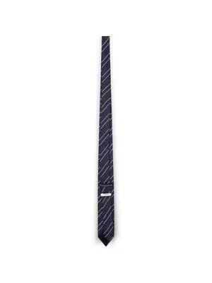 LARDINI Diagonal Stripe Silk Tie - Blue