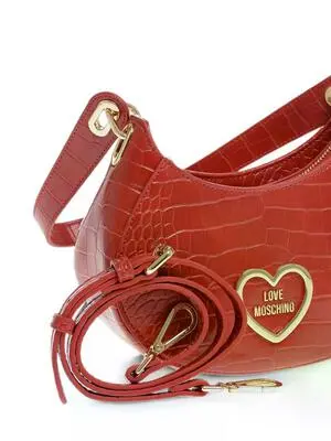 Moschino Croc Effect Shoulder Bag With Heart Logo